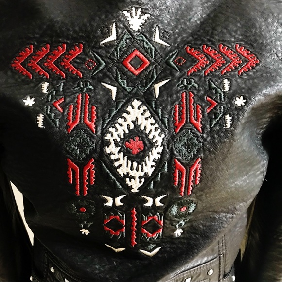 Vigoss | Jackets & Coats | Vigoss Boho Tribal Embroidered Vegan Moto ...
